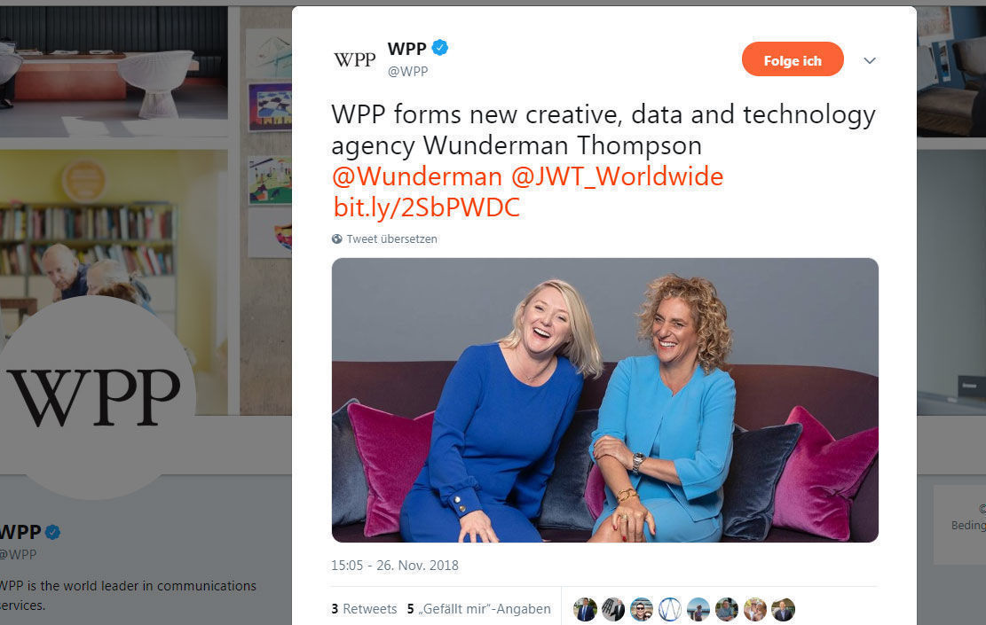WPP fusioniert Wunderman und JWT | W&V