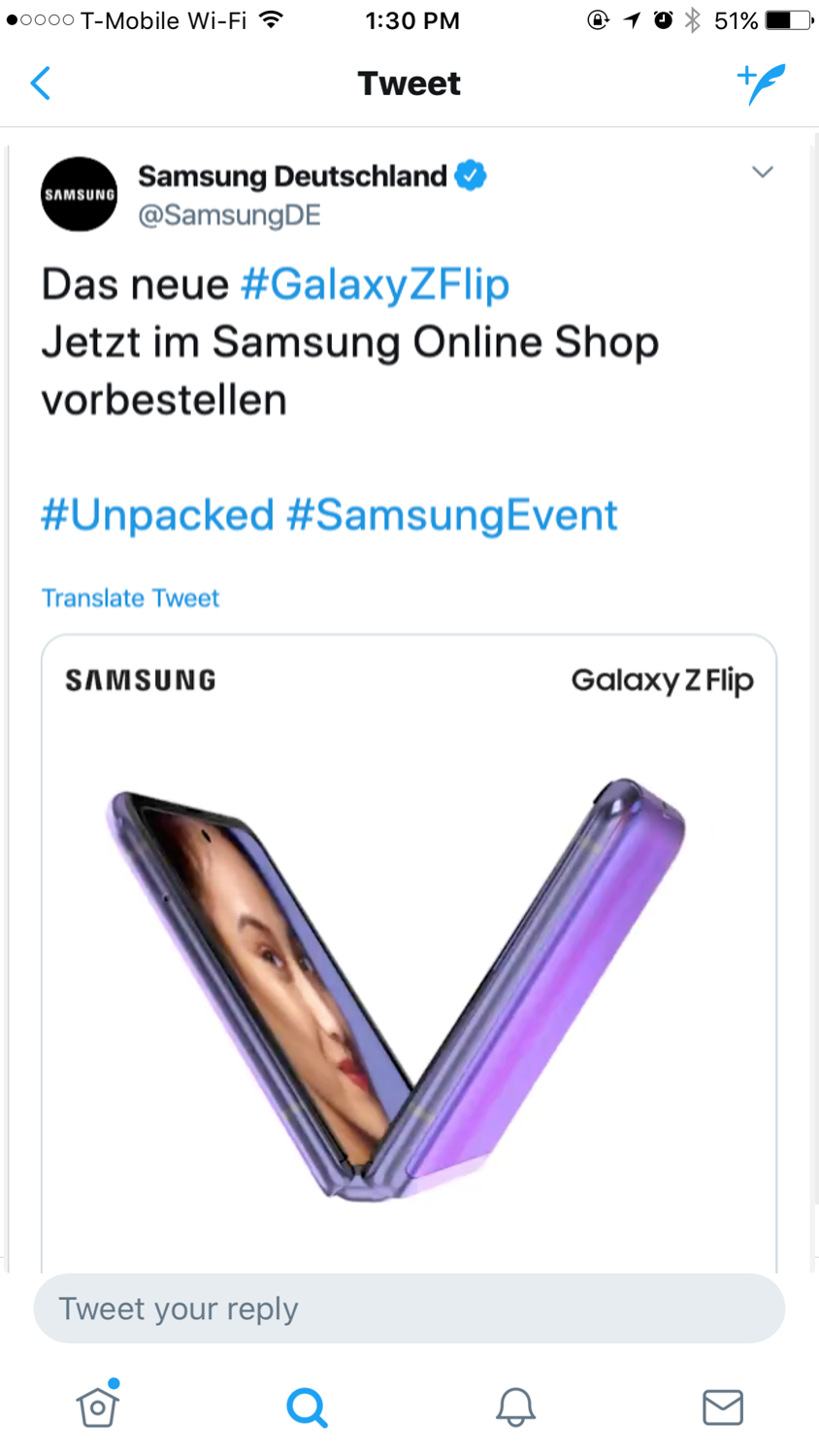 Samsung setzt Galaxy Z Flip-Start mit Twitter Take Over in Szene | W&V